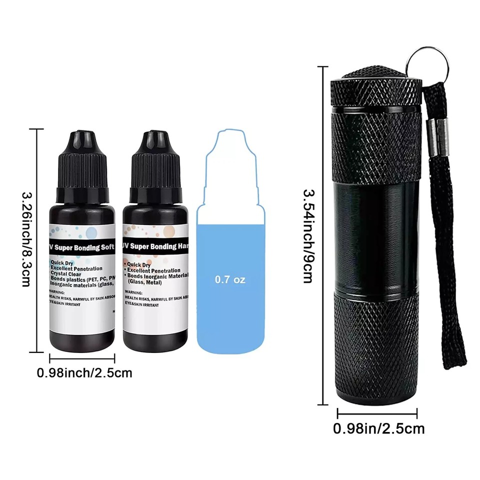 EDSRDXS UV Bonding & Welding Glue Kit UV Super Bonding Soft & Hard Glue ...