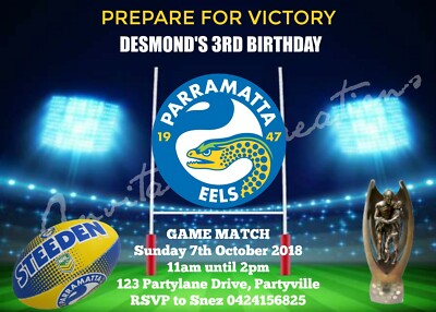 DIY Print Custom NRL PARRAMATTA EELS FOOTBALL FIELD Birthday Party ...