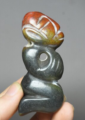 7CM China Hongshan Cultue Old Jade Kneeling People Person Man Amulet ...