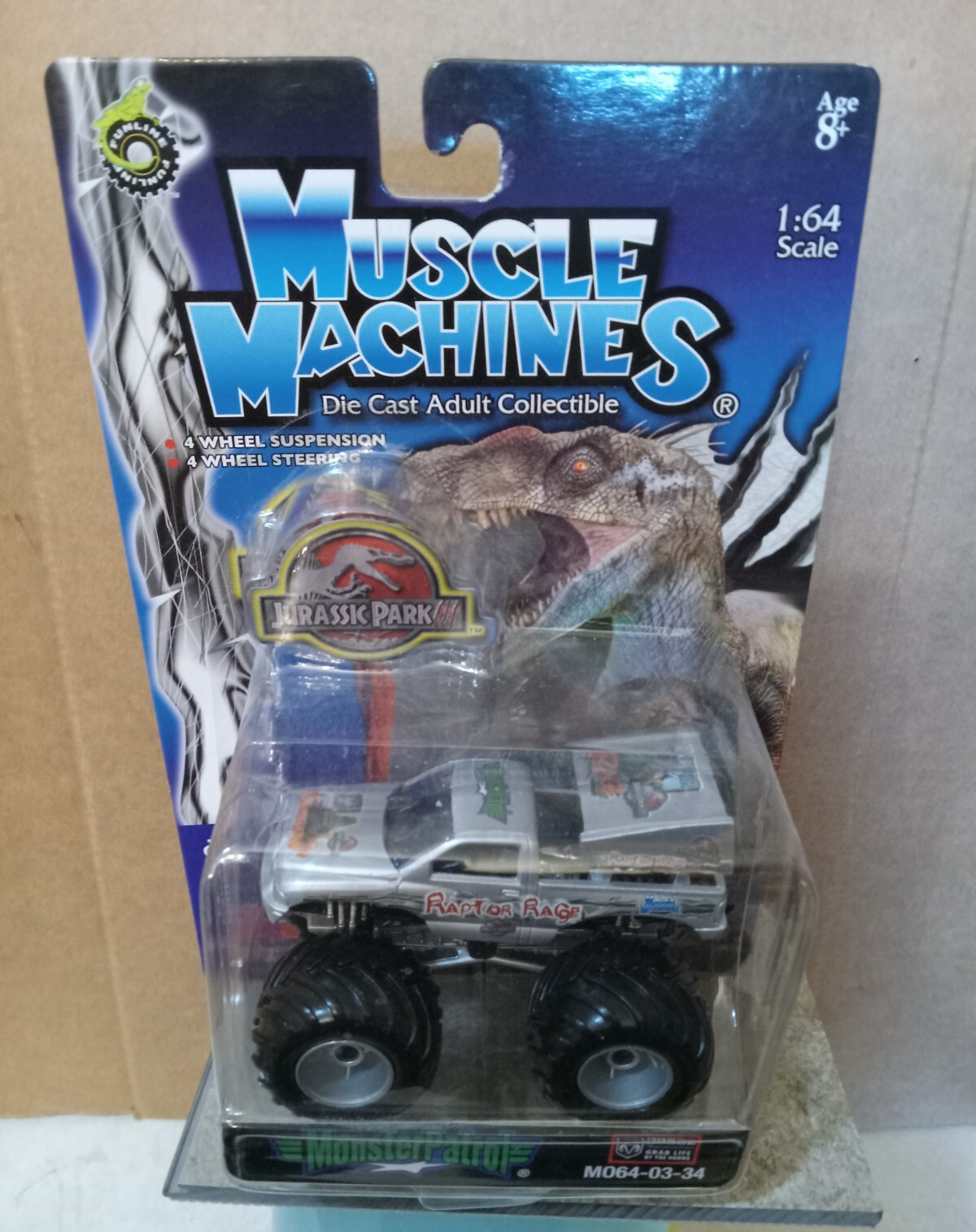 MUSCLE MACHINE. 1:64. MONSTER PATROL. RAPTOR RAGE. SILVER WITH WING ...