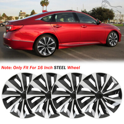 4PCS 16'' Silver Black Wheel Hubcaps Steel Rim Covers For Honda Accord ...