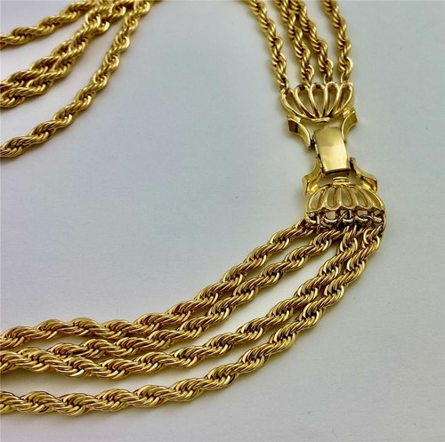 Vintage Gold Tone Plated 4-Strand Diamond Cut Twisted Rope Chains ...