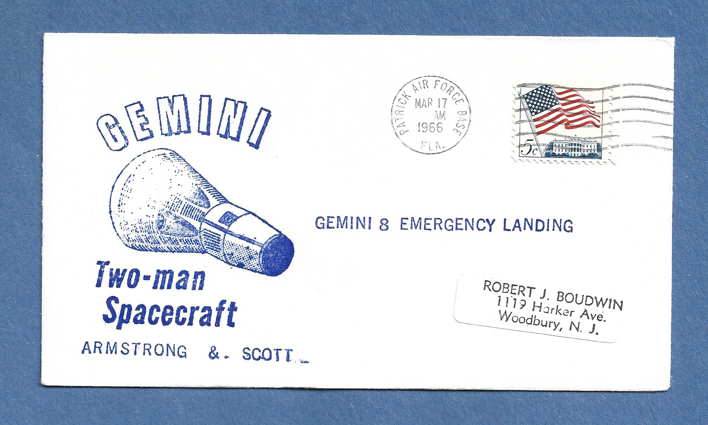 GEMINI 8 ARMSTRONG & SCOTT EMERGENCY LANDING MAR 17,1966 SWANSON SPACE ...