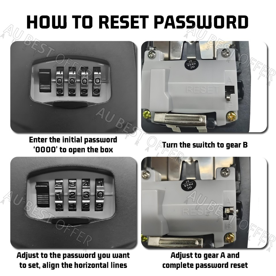 Portable Combination Lock Key Safe Storage Box Padlock Security Home ...