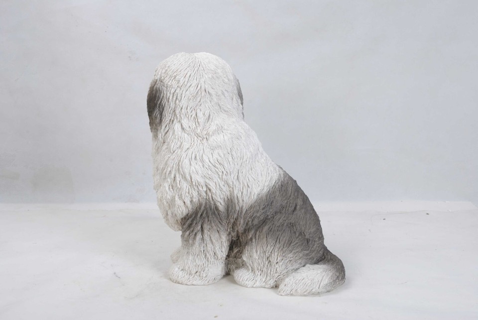 Lifelike Old English Sheepdog Dog Resin Garden Statue Garden Decor Yard ...