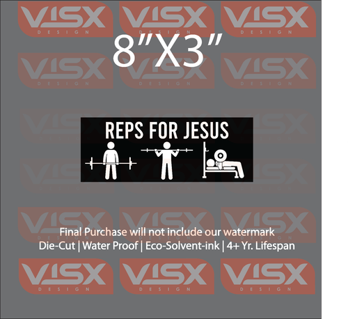 Reps for jesus Bumper Sticker Funny Stick JDM Gym crossfit Bodybuilding ...