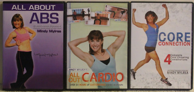 3 Mindy Mylrea workout DVD lot all about abs Core Connection all out ...