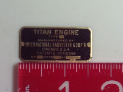 1/4 scale Model IHC Titan Engine Brass Name Plate tag Nameplate | eBay