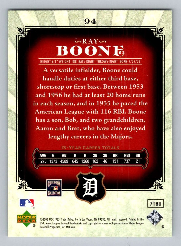 2006 SP Legendary Cuts #94 Ray Boone Tigers | eBay