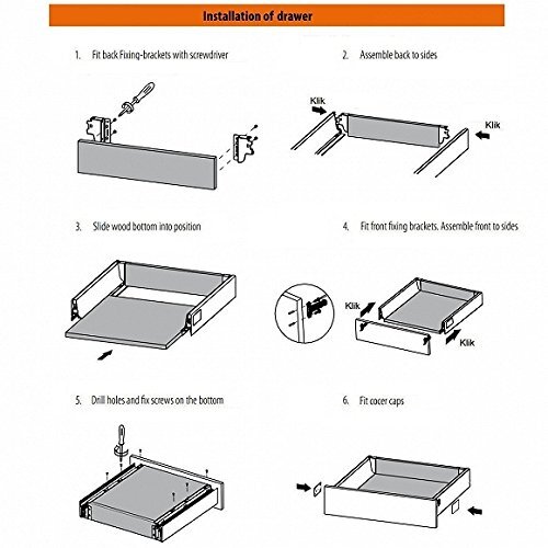 Soft Close Kitchen Drawer Runners System L - 500mm Modern Box (Medium ...
