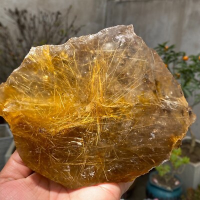 1497g Large Raw Rutilated Quartz Rutile Crystal Rough Specimen Gold ...