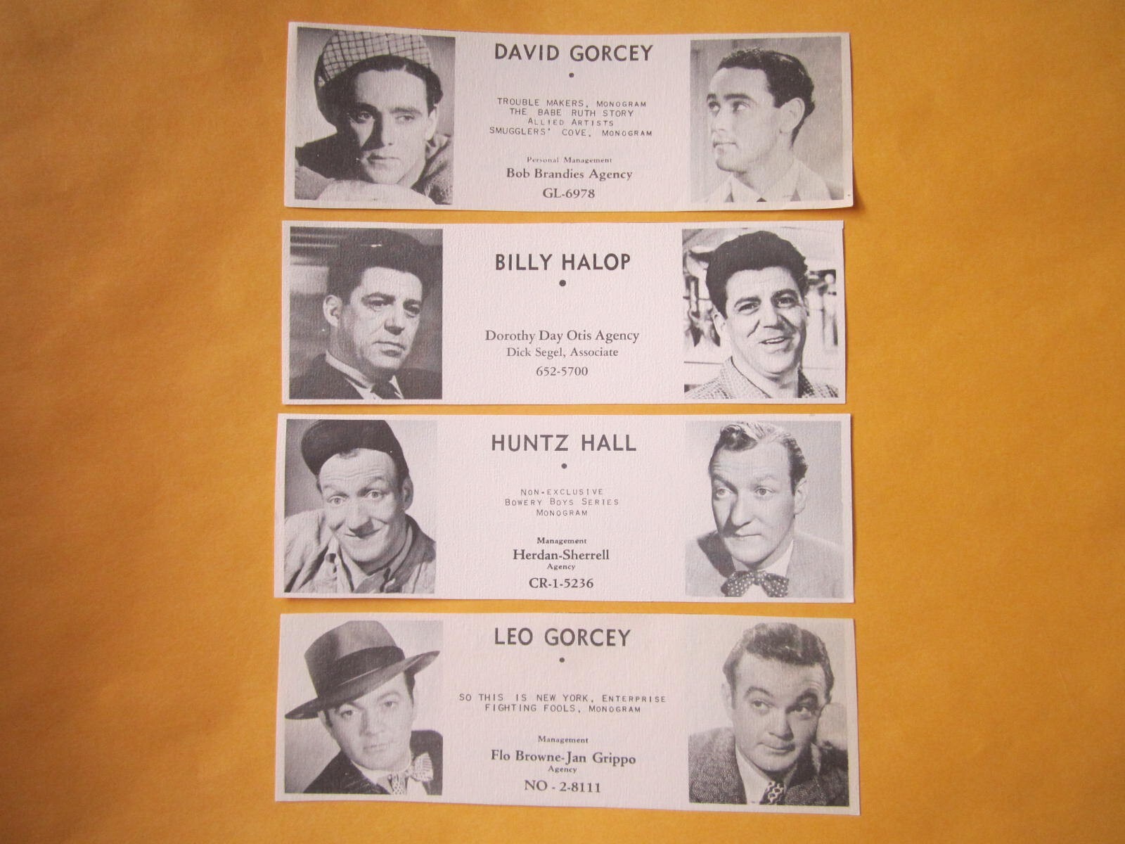 LEO GORCEY & "BOWERY BOYS" 4 MAJOR STARS ORIGINAL 1950's ACTOR'S CASTING ADS | eBay