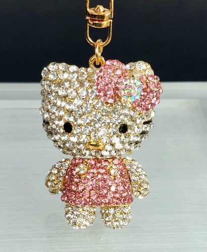 Hello Kitty Crystal Rhinestone Key Chain Key Ring Handbag Charm Jewelry ...