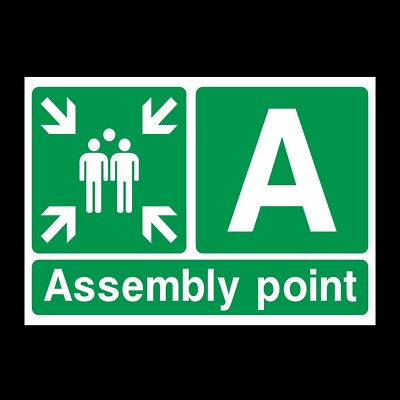 Fire Assembly/Muster Point Plastic Sign OR Sticker - A6 A5 A4 (EE65 ...