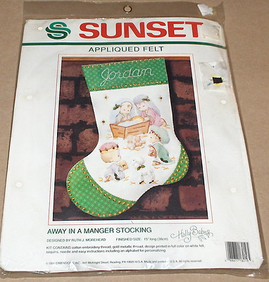Dimensions / Ruth Morehead Holly Babes Manger Felt Christmas Stocking ...