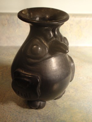 Vintage Black Clay Pottery Lama Oaxaca Mexico Bird Candlestick Holder ...