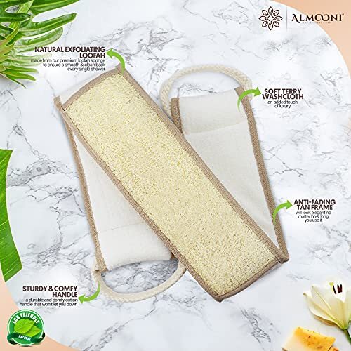Exfoliating Natural Loofah Back Scrubber For Shower To Clean Your Back ...