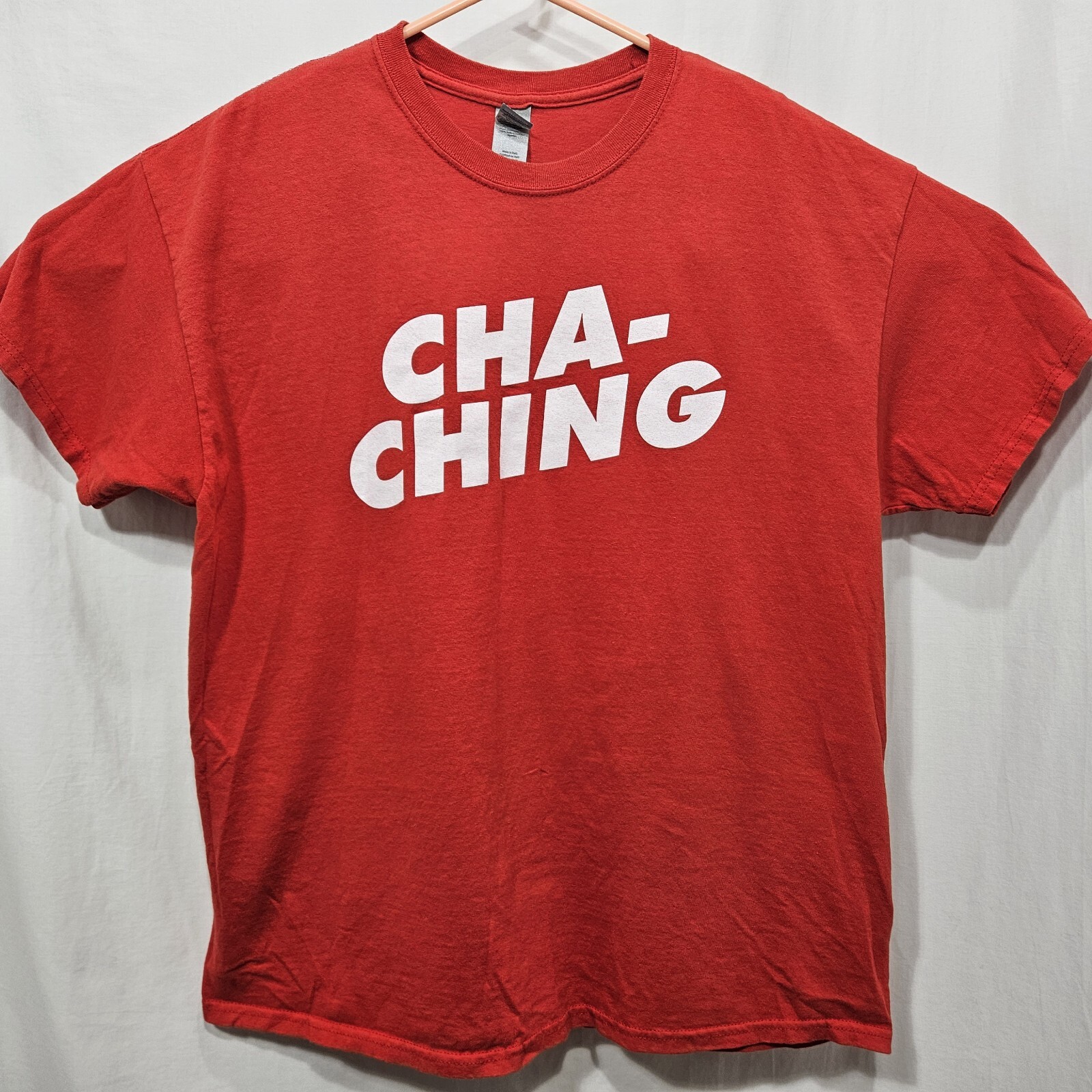 Cha Ching T-shirt Adult XL Red Front Back Graphic Spellout Deposit ...