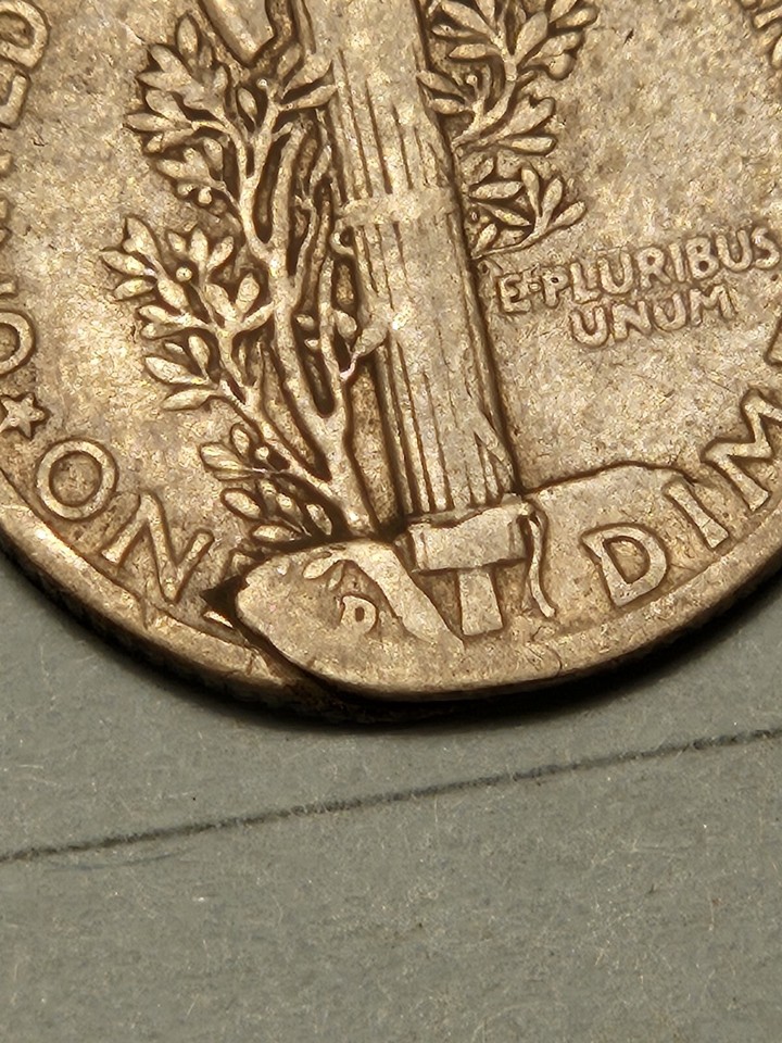 1942 D/D RPM MERCURY DIME VF-XF With Major Error - Split Cracked ...