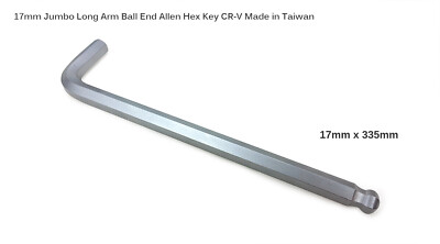 Jumbo Allen Hex Key 17mm x 335mm Long Arm Ball End CR-V Extra Long ...