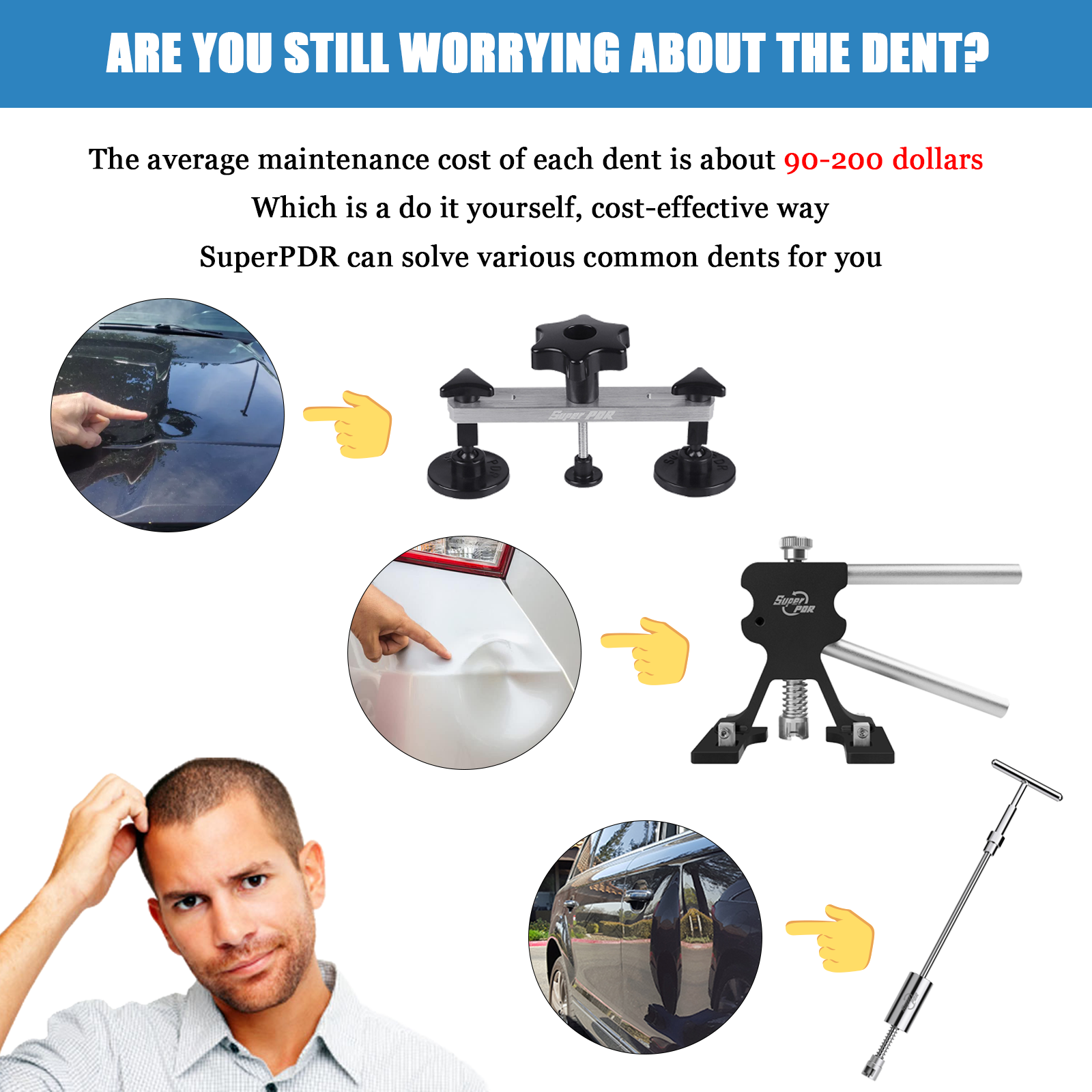 PDR 110pcs Paintless Dent Removal Rods Stainless Steel Tool Kit Dent ...