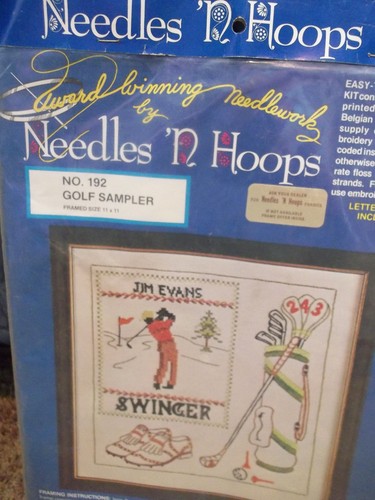 Needles N Hoops Gold Sampler #192 Clubs Shoes & Man Name Embroidery | eBay