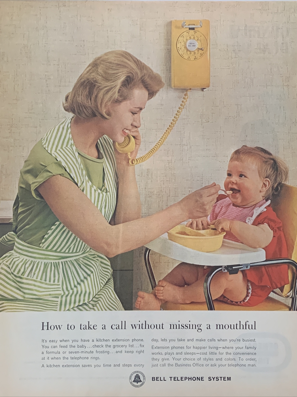 1968 vintage Bell telephone system print ad. How To Take A Call Without ...