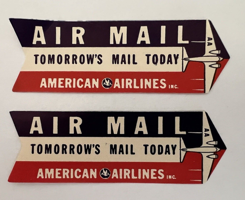 American Airlines Air Mail Labels Set Of 2 Small Vintage | eBay
