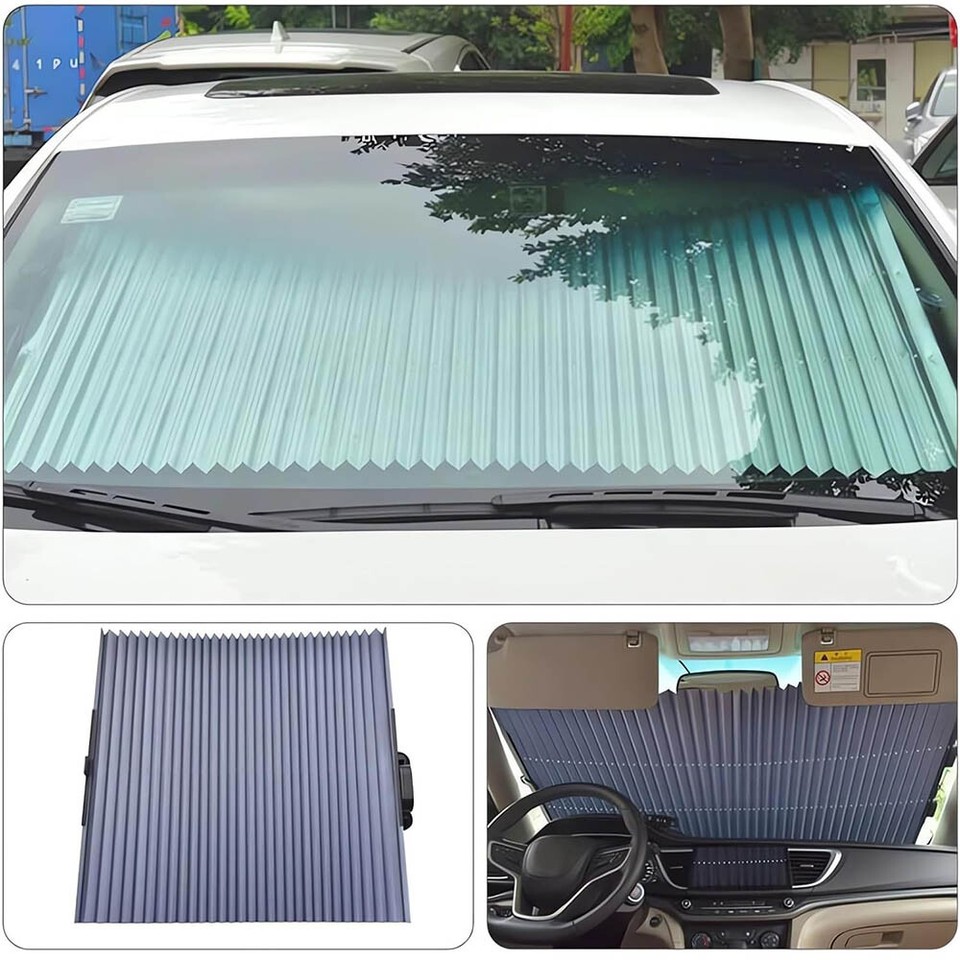 Car Retractable Windshield Sun Shade Front & Rear Window Curtain UV ...