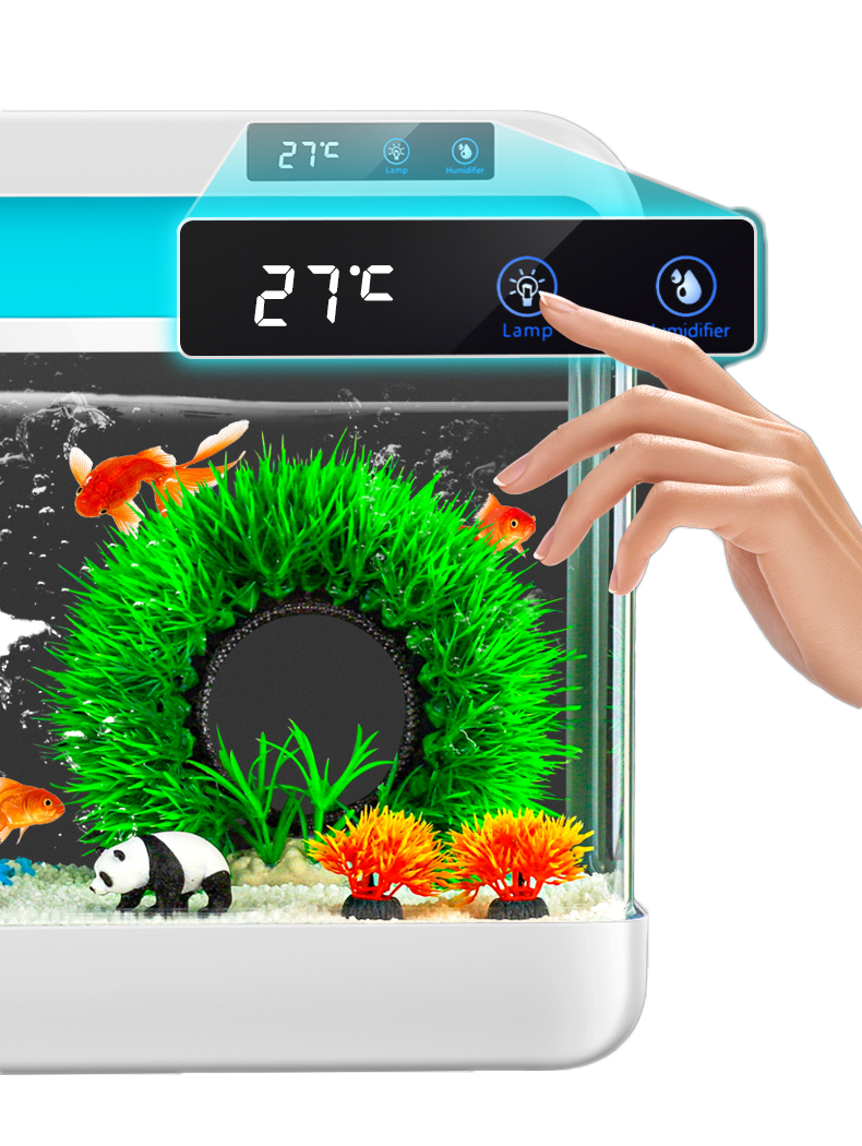 Large 26L Glass Fish Tank Aquarium Colorful Touch LED Fish Aquarium ...
