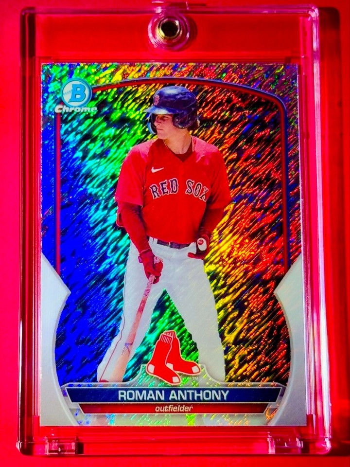 Roman Anthony RARE SHIMMER REFRACTOR ROOKIE CARD BOWMAN CHROME RED SOX ...
