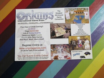 vtg RPG Wargame - Origins Game Expo 2003 flyer card 12RP | eBay