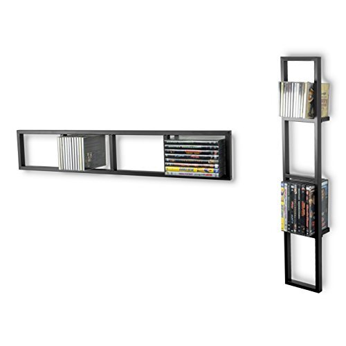 Wall Mount 34 Inch Media Storage Rack CD DVD Organizer Metal Floating ...