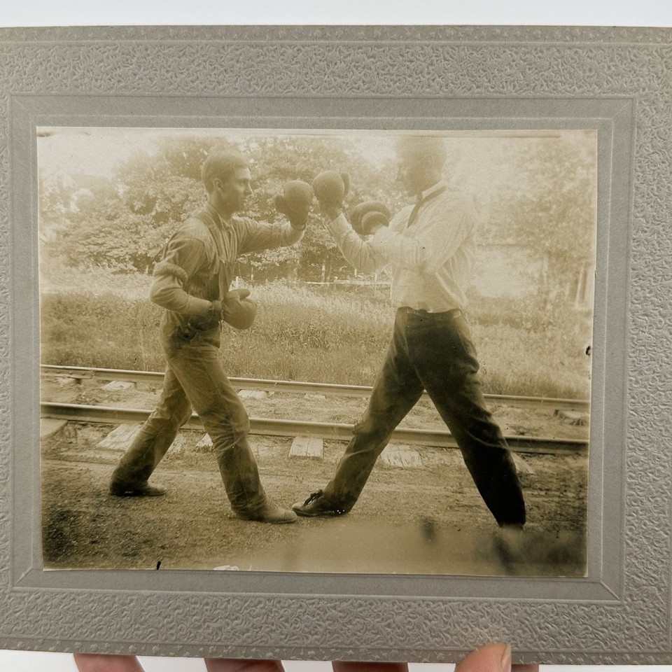 Antique 1800s Boxing Match Cabinet Photo Boxer 1890s Railroad Picture ...