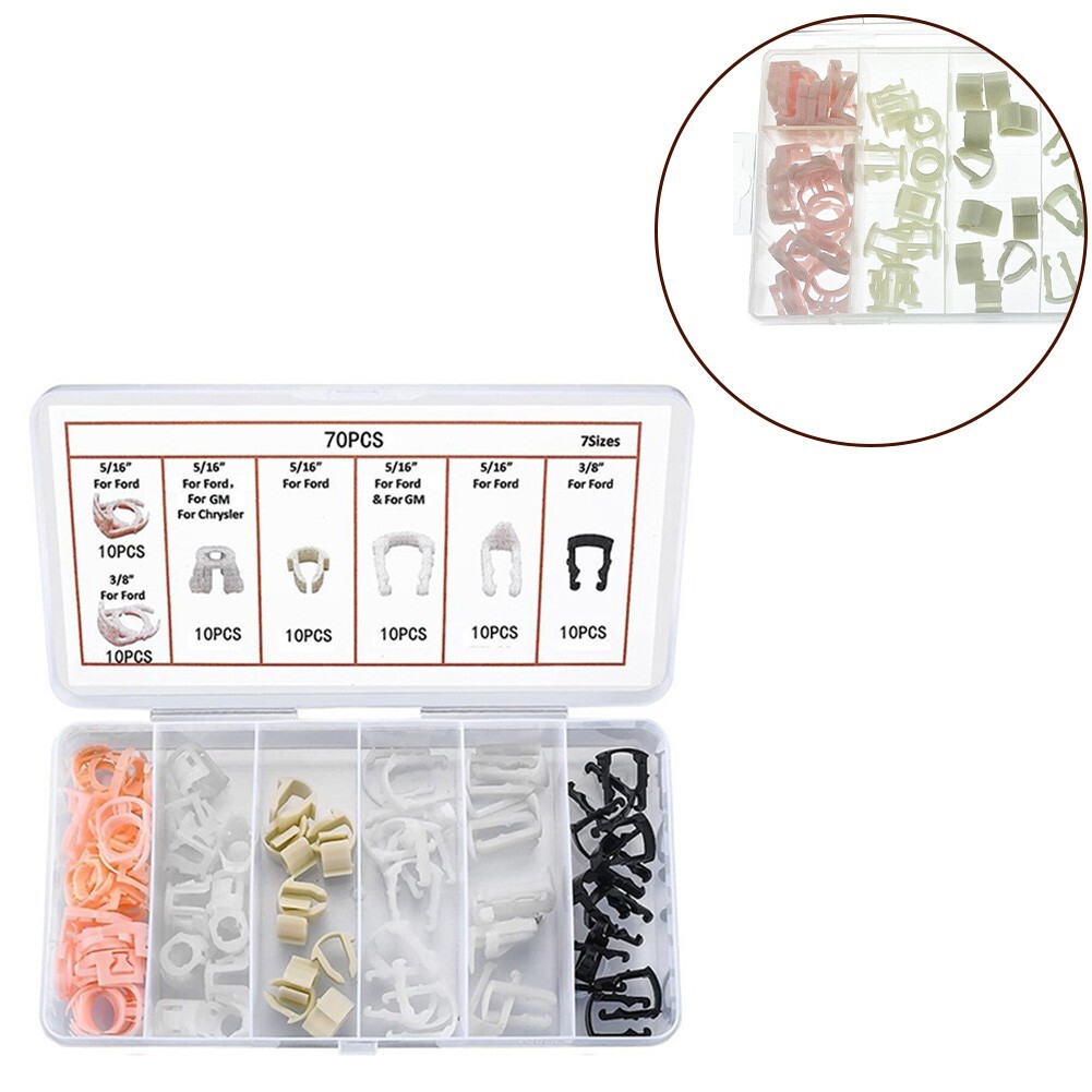 Conveniently Organized 70Pcs Fuel Line Retainer Clip Set for Ford Cars ...