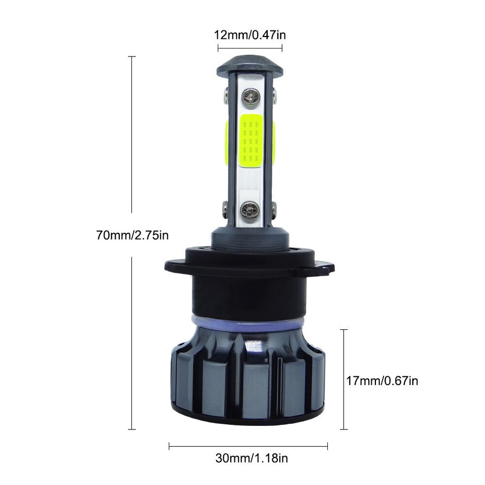 2x H7 LED Headlight Bulb Kit High Low Beam 100W 40000LM Super Bright ...