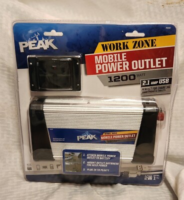 Peak Work Zone 1200 Watt Mobile Power Outlet 2.1 AMP USB . NEW SEALED ...