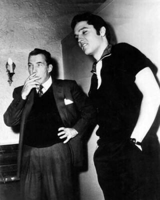 Elvis Presley rare pose with Ed Sullivan smoking cigarette 1957 TV 8x10 ...