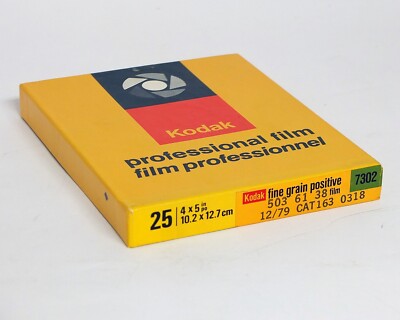 Kodak Fine Grain Positive Film 7302 4x5 Film 25 sheets Expired CAT 163 ...