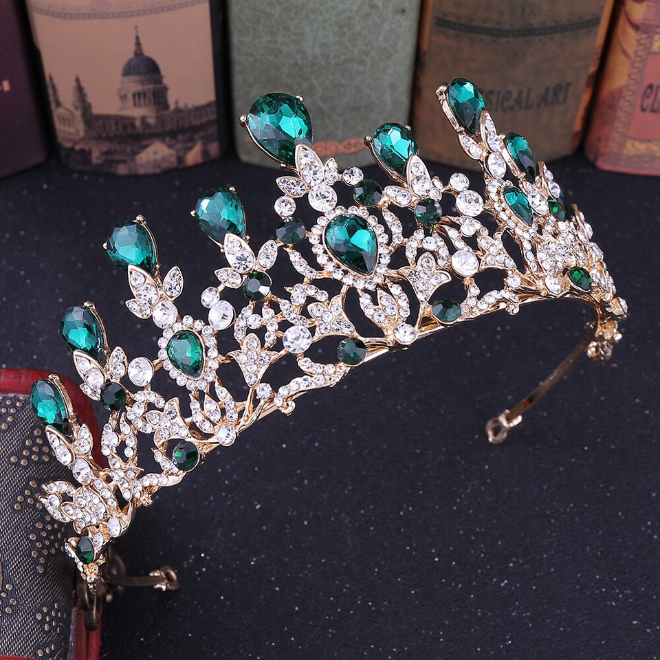 55 Styles Green Crystal Queen Princess Tiara Crown Wedding Princess For ...