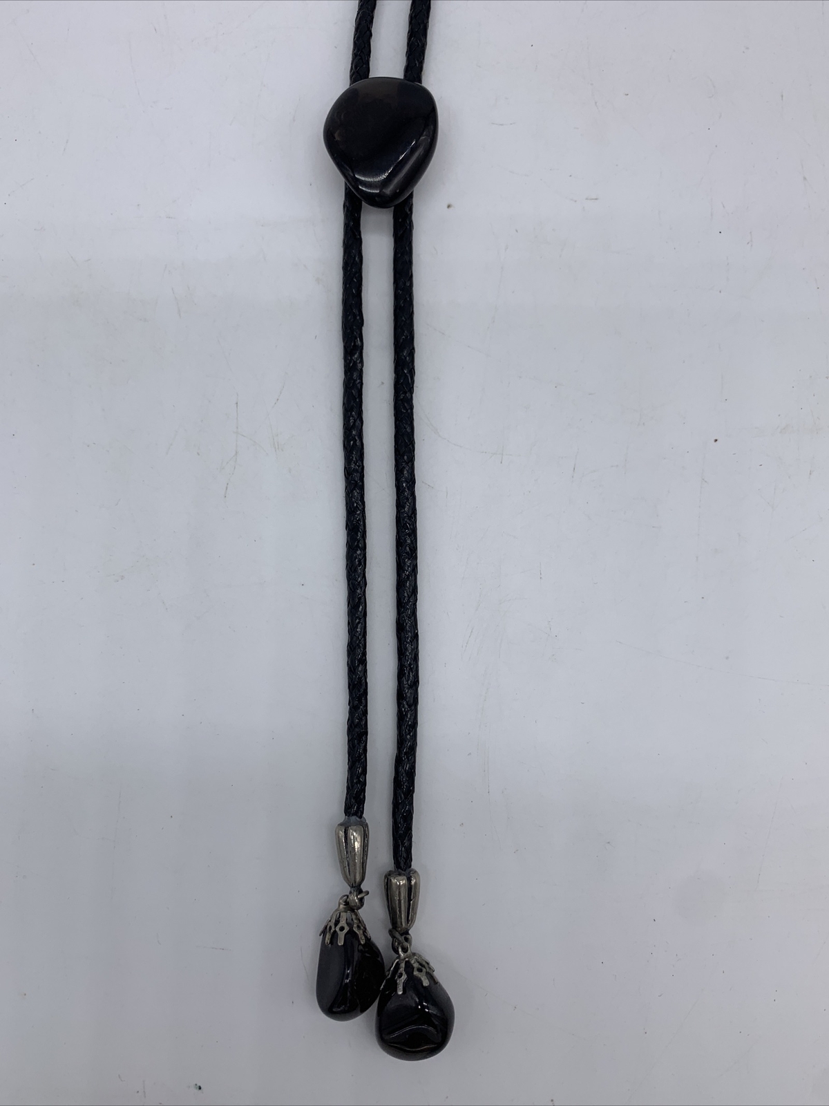 APACHE TEAR BLACK LEATHER & POLISHED OBSIDIAN STONE R… - Gem