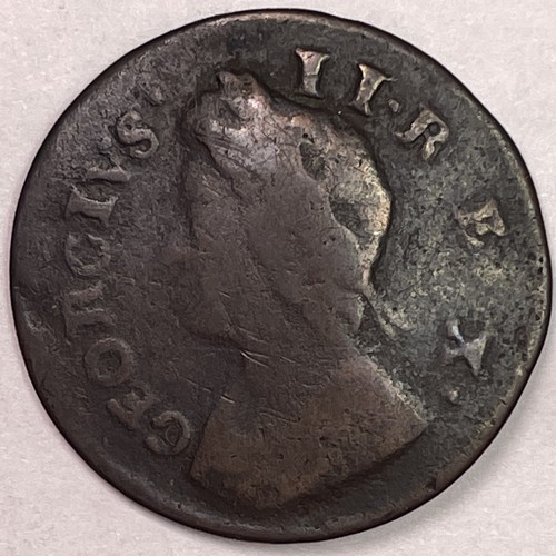 1731 Farthing 1/4 Penny Great Britain UK King George II Fine F Coin ...