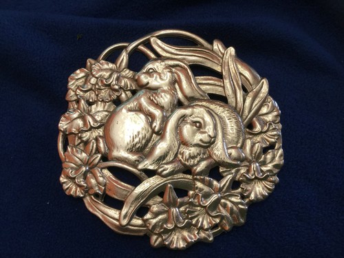 Arthur Court Rabbit 1995 Rabbits Buttercups Silver Metal Trivit Decor 8 ...
