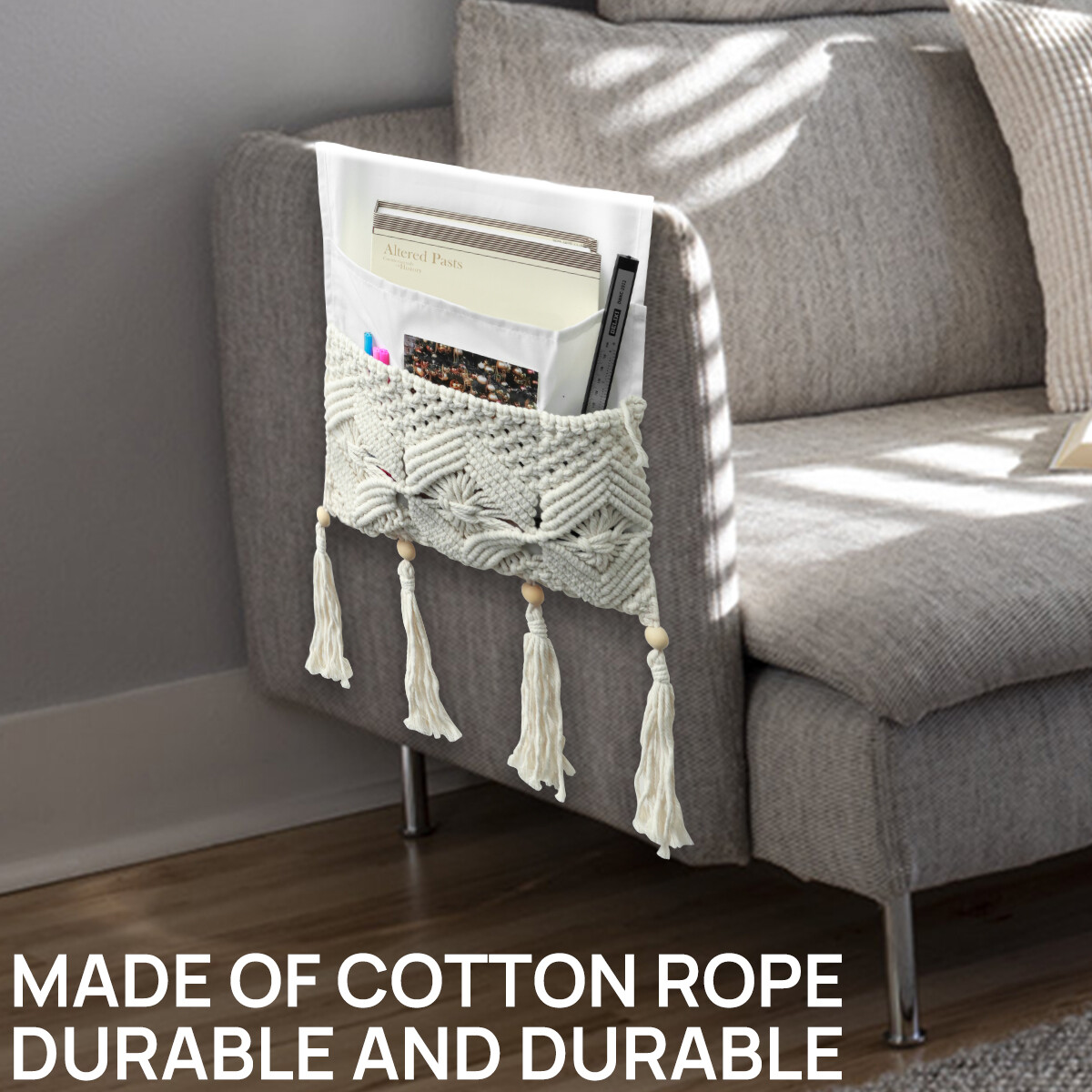 Sofa Armrest Organizer 4 Pockets Handmade Macrame Armchair Storage Bag TaKIa | eBay