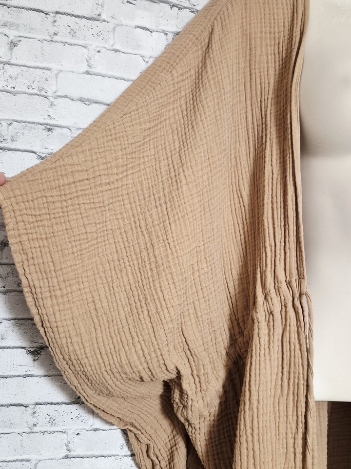 Aerie Kimono Cover Up Womens M Waffle Gauzy Cotton Drawstring Waist ...