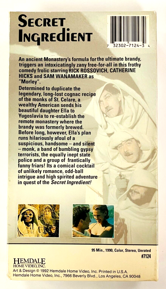 Secret Ingredient (VHS) Rick Rossovich, Catherine Hicks HEMDALE - NEW ...