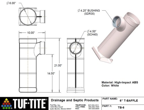 Tuf-Tite EF-6 Combo - 6" Effluent Filter w/ Adapter Fitting & Solids ...