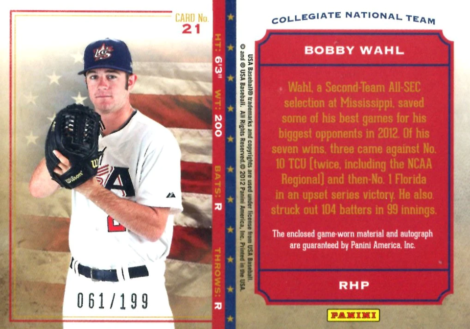 Bobby Wahl 2012 Autographed USA Baseball Rookie Card #61/199 | eBay