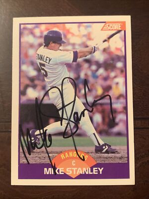 Mike Stanley Signed 1989 Score #241 Card Texas Rangers Auto Autograph ...