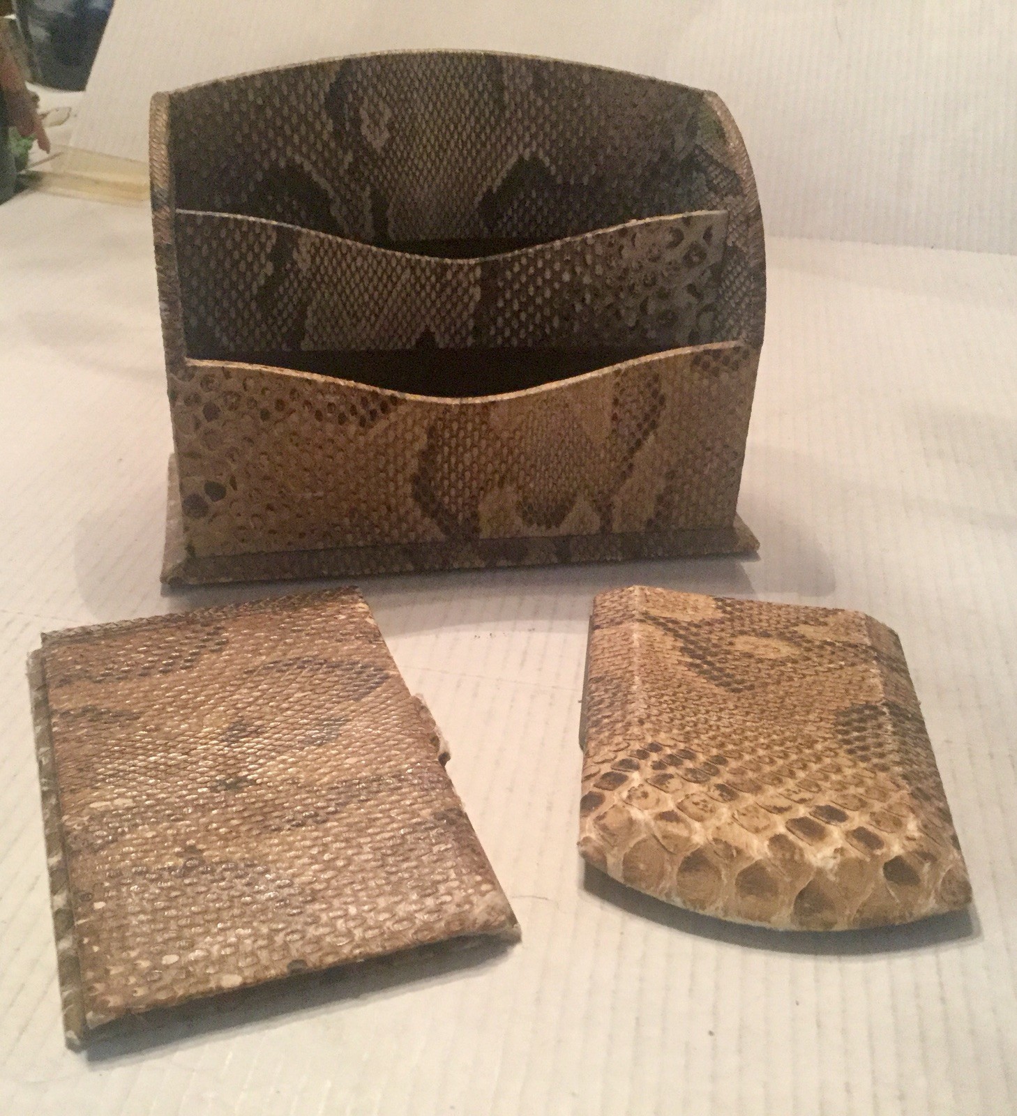 Vintage Old Snakeskin 3 Piece Desk Set | eBay